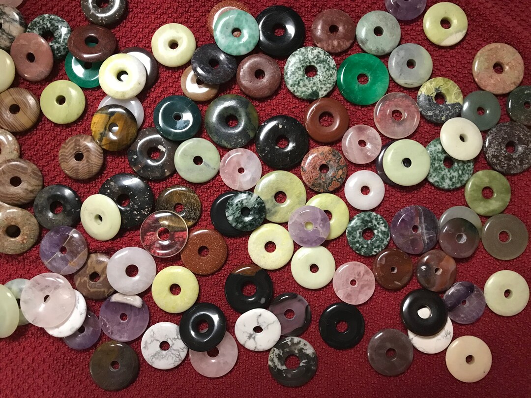 9~pcs Lot, 25-35mm, Gemstone Donut Mix, Healing, Pendant, Crystals ...