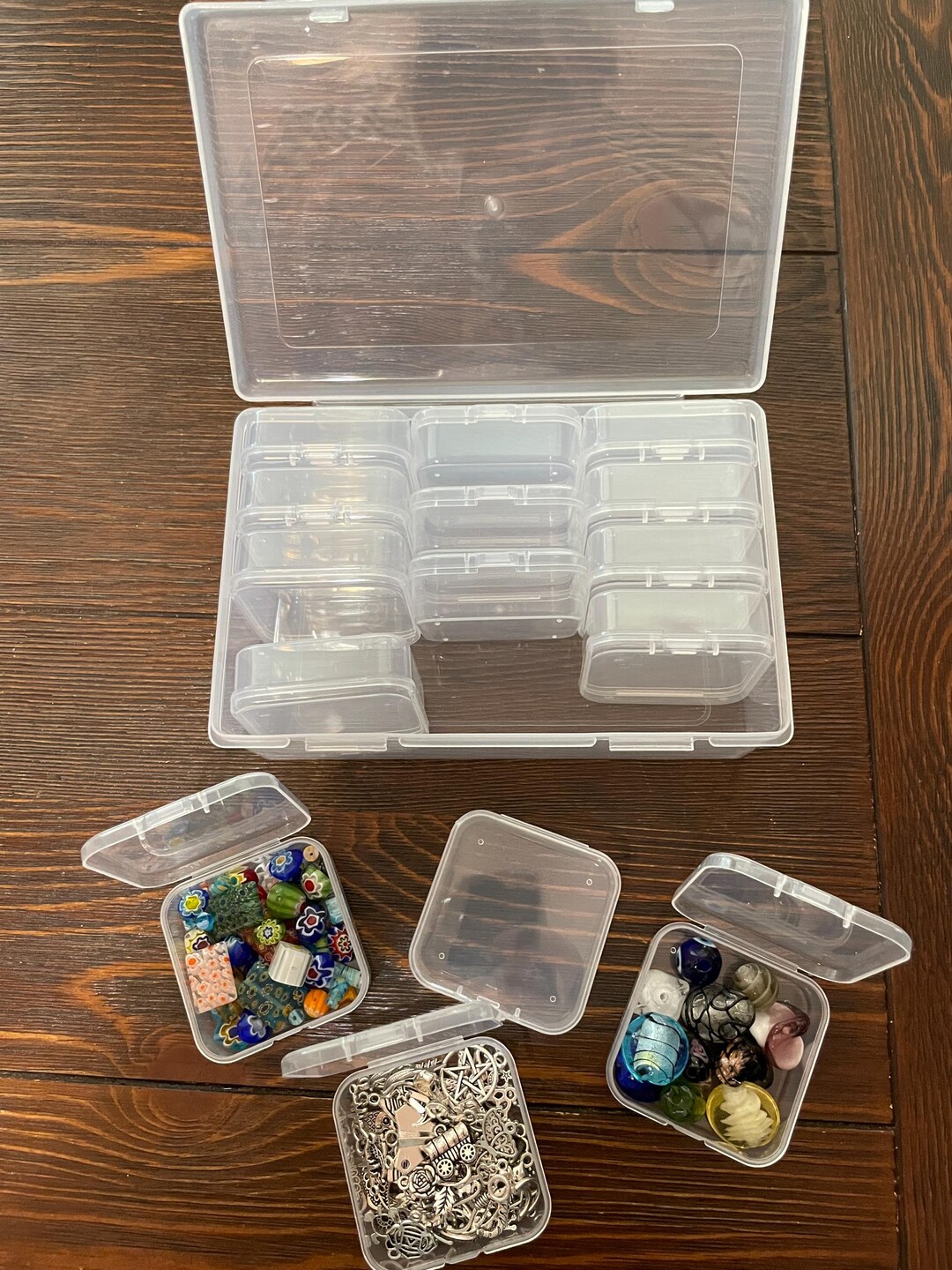 Storage Box With 15 Removable Boxes, Plastic Transparent Organizer Case ...