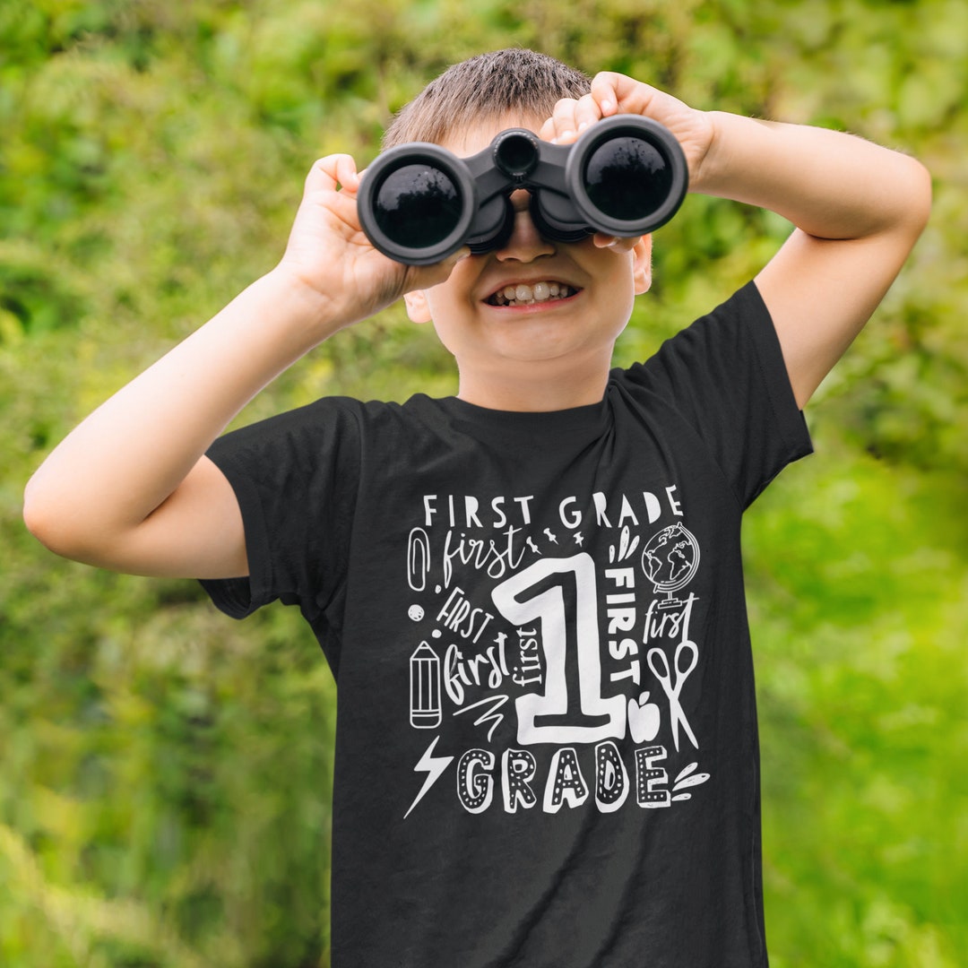 Back to School Tee for Kids, First Grade T Shirt, Cool Typography Tee ...