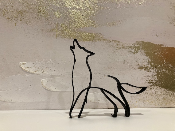 Howling Wolf Minimalist Line Sculpture - Etsy