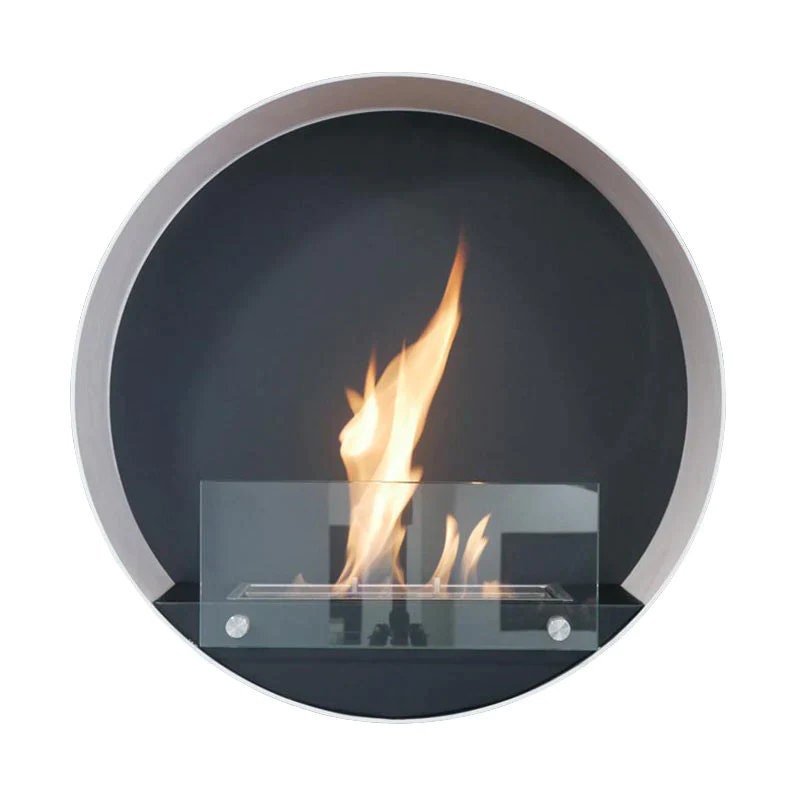 Round Bio Ethanol Wall Fireplace Black With Glass tori - Etsy
