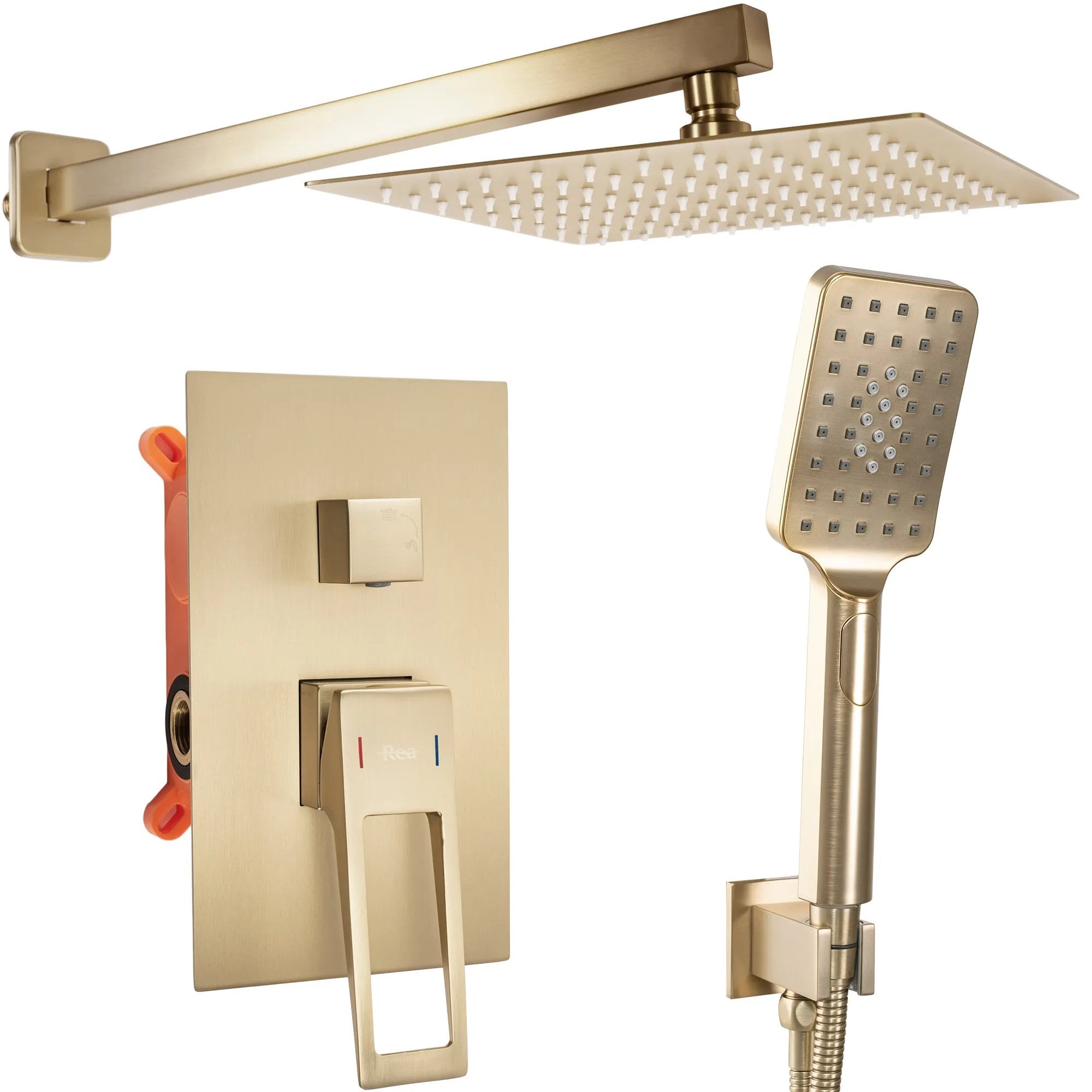 Brushed Gold Concealed Rain Shower Set ANTI-KALC System Shower Set ...