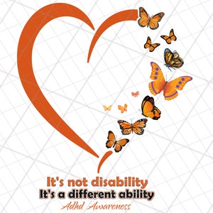 Adhd Awareness Png, Adhd Awareness Heart Sublimation, Adhd Orange ...