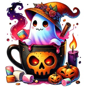 10 PNG/JPG Watercolor Halloween Clipart, Ghost Party Halloween Clipart ...