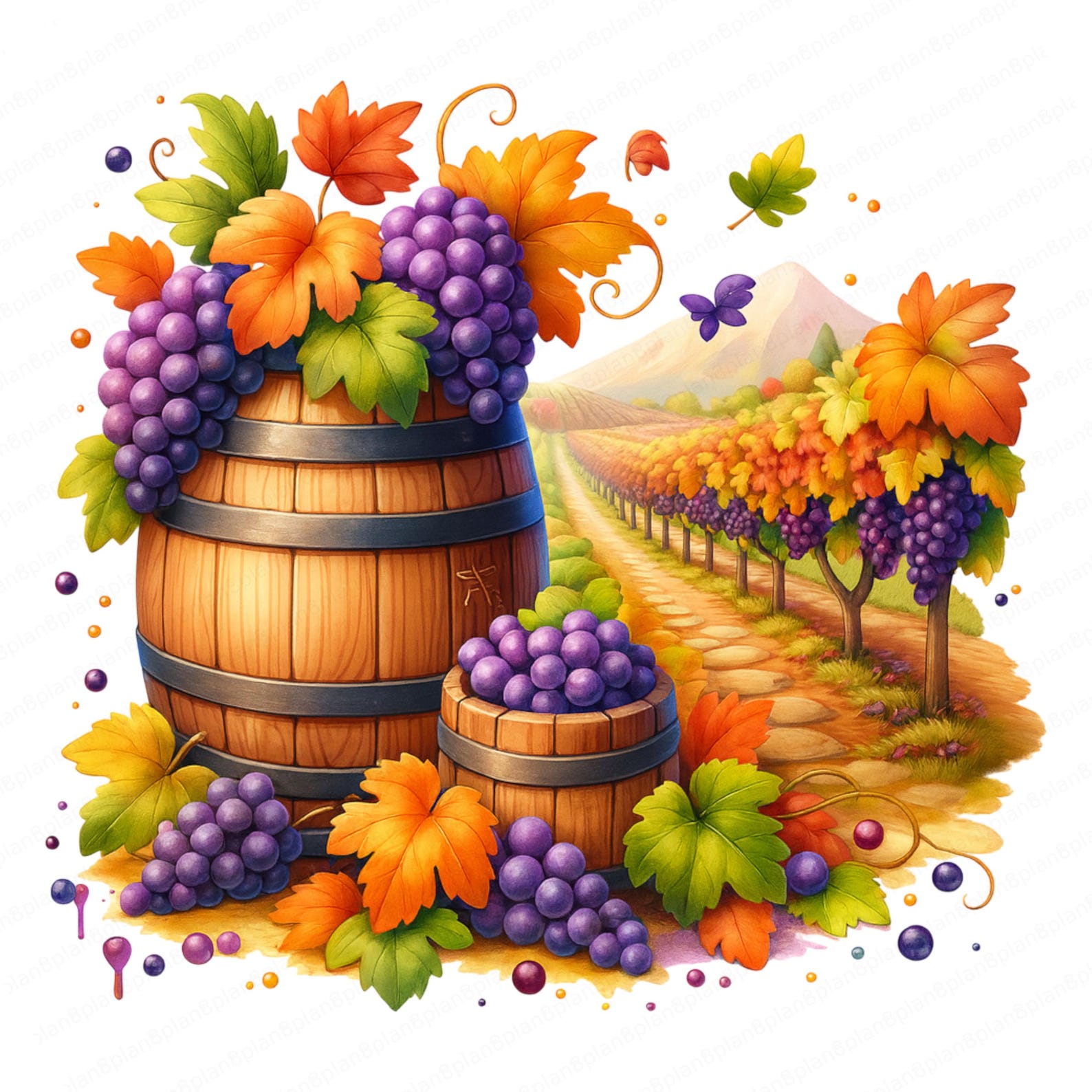 10 PNG Pumpkin Autumn Clipart PNG, Fall Harvest Pumpkins & Grapes ...