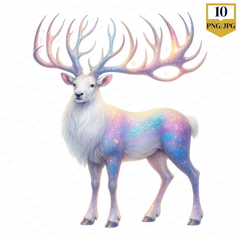 10 PNG/JPG Celestial Deer, Galaxy Reindeer, Winter Animal Png, Magical ...