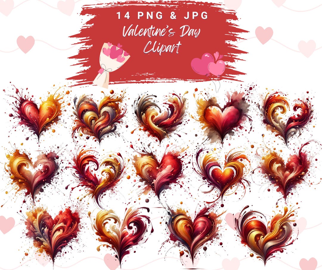 14 PNG/JPG Ethereal Heart Clipart, Valentines Day Clipart, Mystical ...