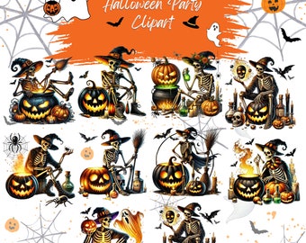 10 PNG/JPG Watercolor Halloween Clipart, Ghost Party Halloween Clipart ...