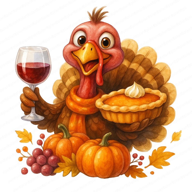10 PNG Thanksgiving Turkey Clipart Bundle | Cute Cartoon Turkey ...