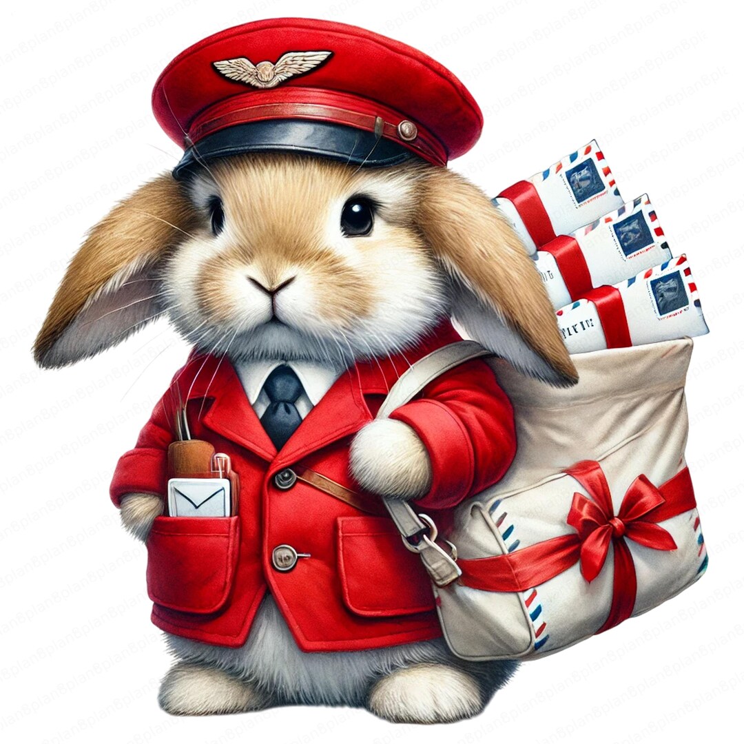 10 PNG/JPG Watercolor Christmas Postman Animals PNG - Cute Carrier ...