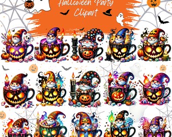 10 PNG/JPG Watercolor Halloween Clipart, Ghost Party Halloween Clipart ...