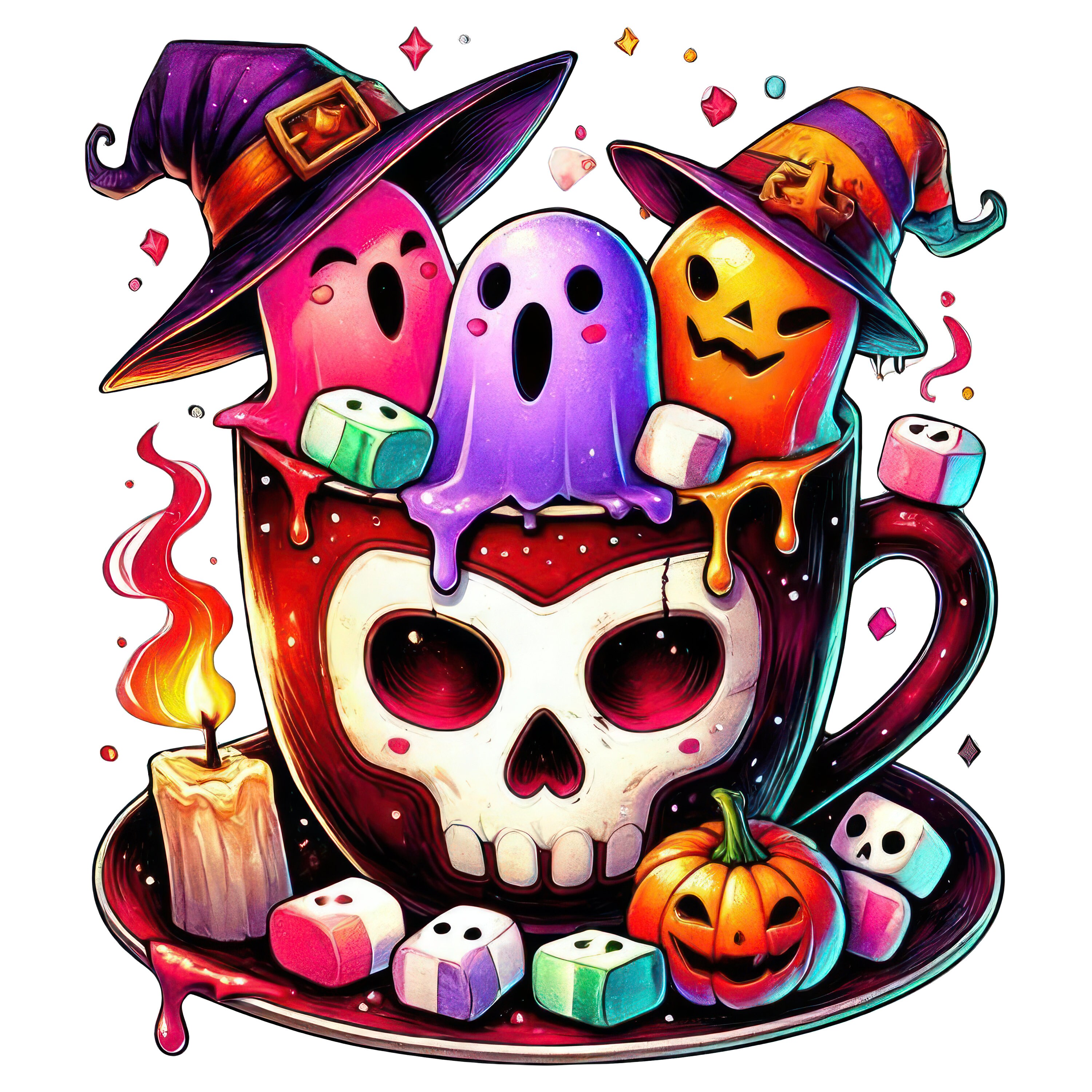 10 PNG/JPG Watercolor Halloween Clipart, Ghost Party Halloween Clipart ...