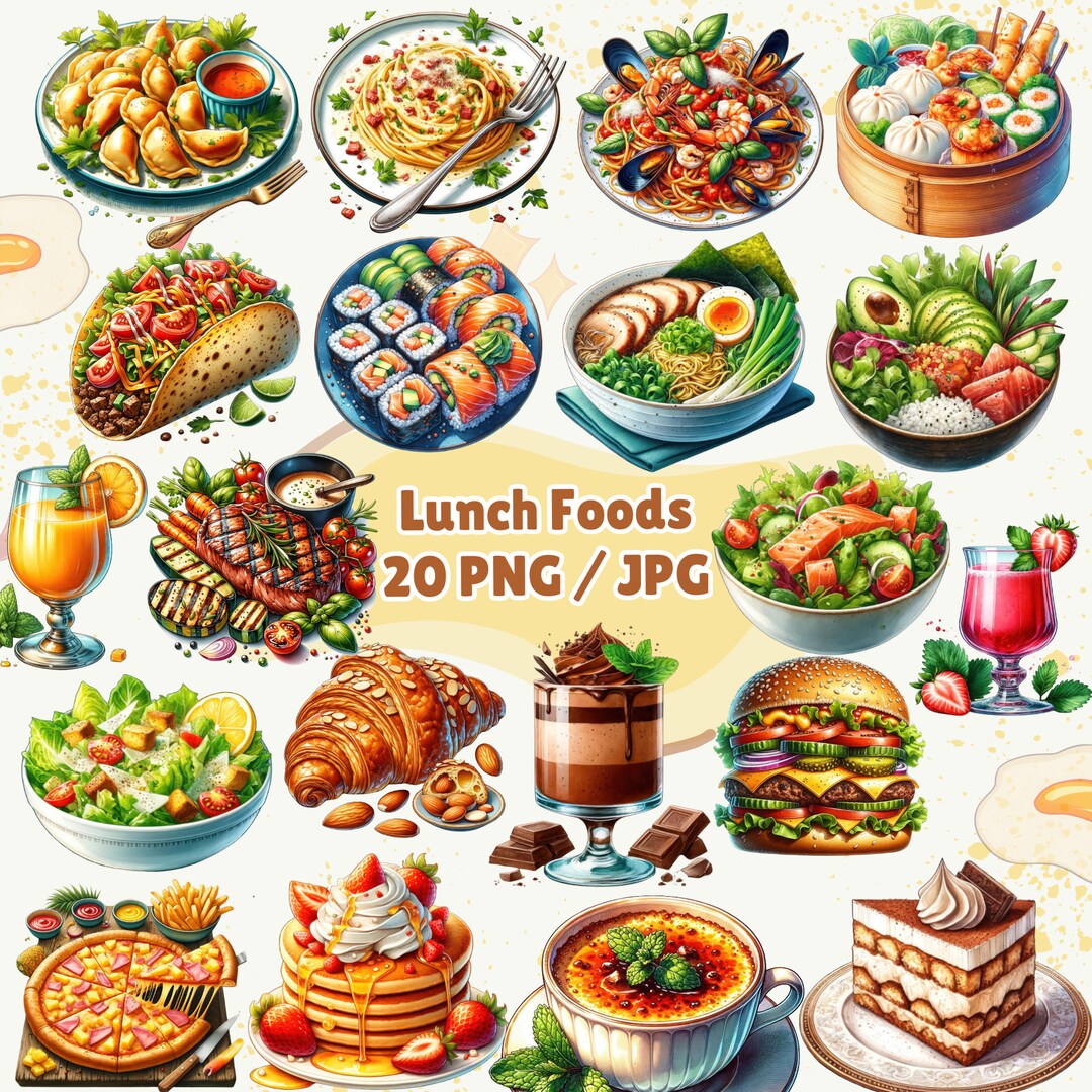 20 PNG/JPG Delectable Food Clipart, Food Clipart Bundle Png, Street ...