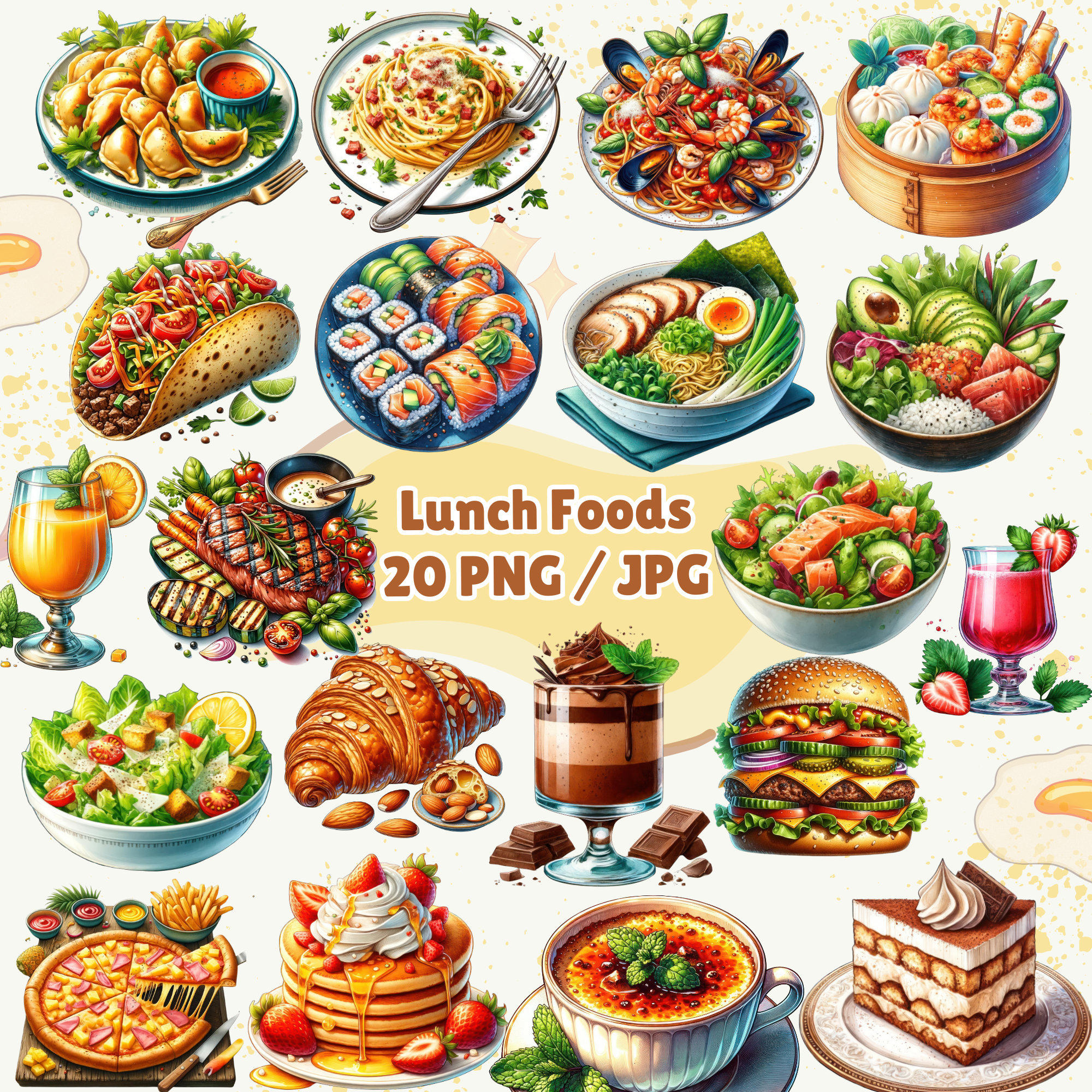 20 PNG/JPG Delectable Food Clipart, Food Clipart Bundle Png, Street ...