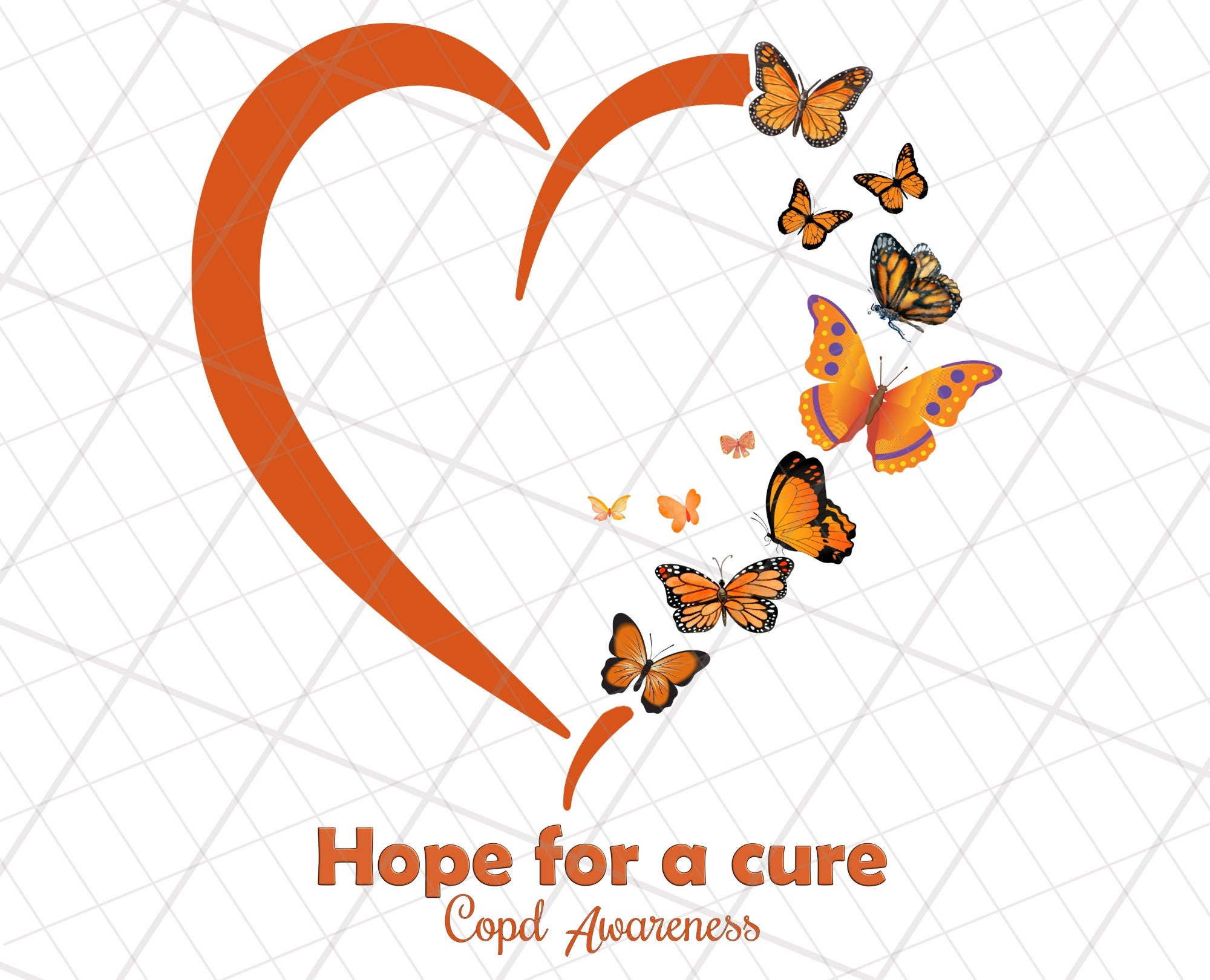 Copd Awareness Hope for a Cure Png, Copd Awareness Orange Heart ...