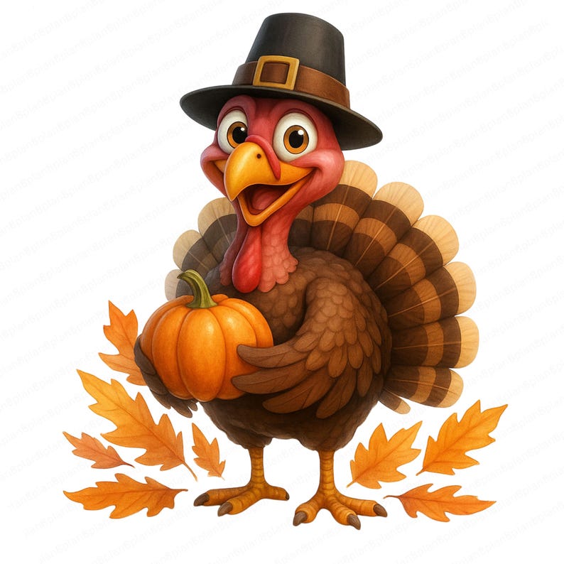 10 PNG Thanksgiving Turkey Clipart Bundle | Cute Cartoon Turkey ...
