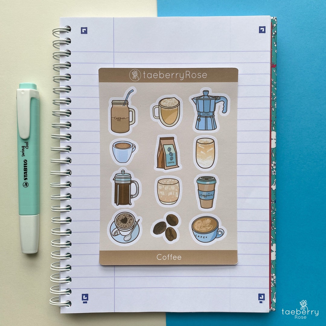 Coffee Sticker Sheet Planner Stickers, Bujo Supplies, Journal Stickers ...