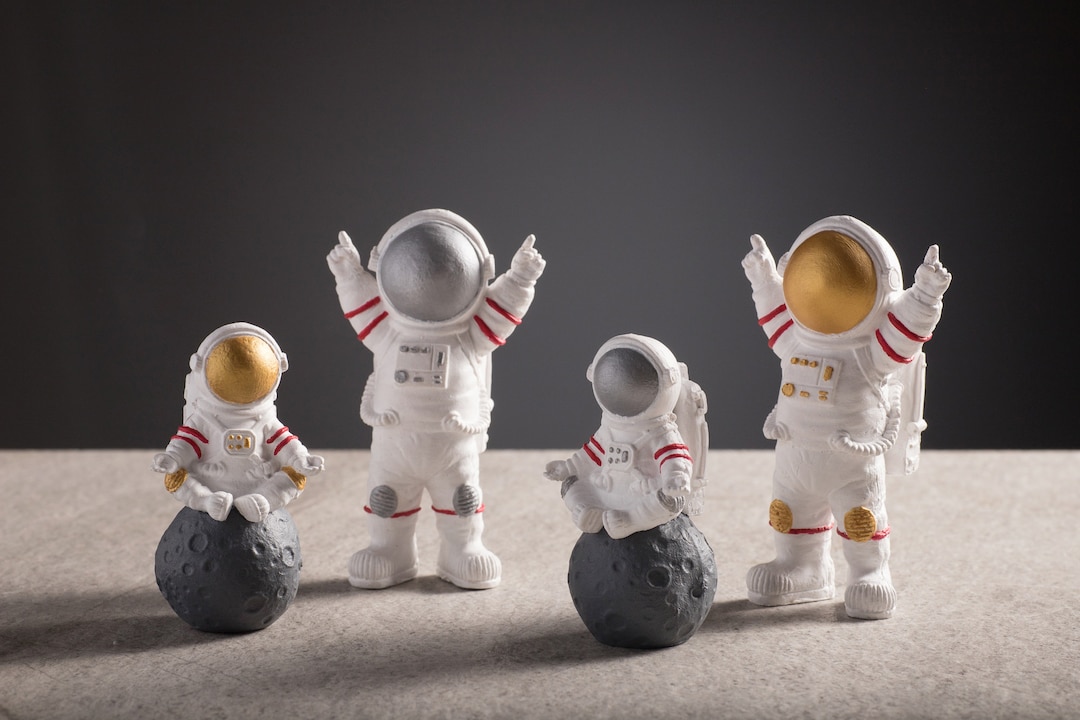 Astronaut Figurine Spaceman on the Moon Made From Sculptured Ceramic in ...