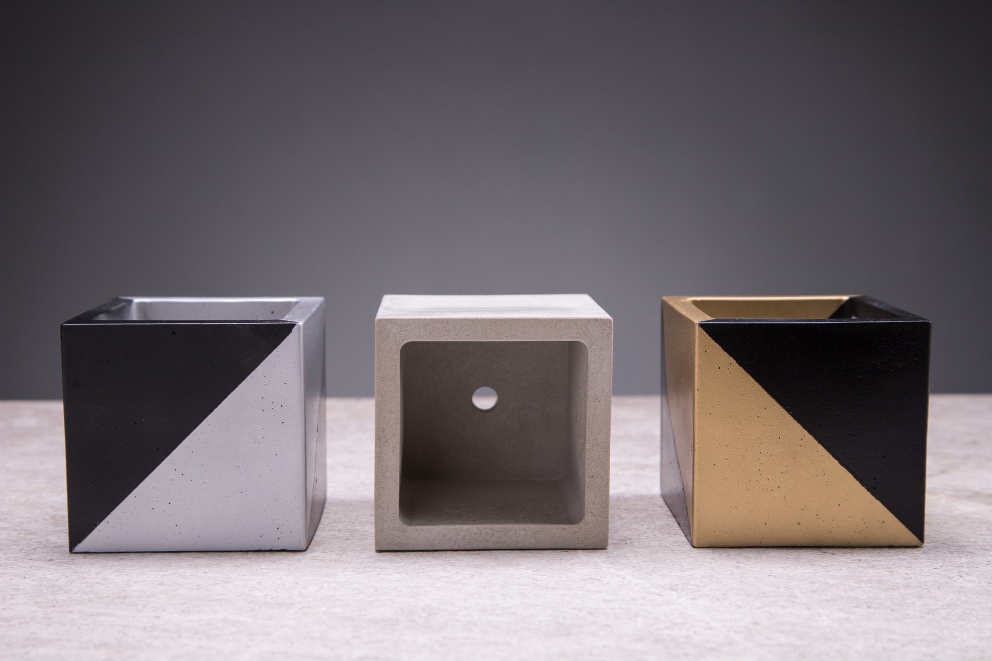 Cube Concrete Succulent Planter for Indoor Use, Concrete Modern Pot for ...