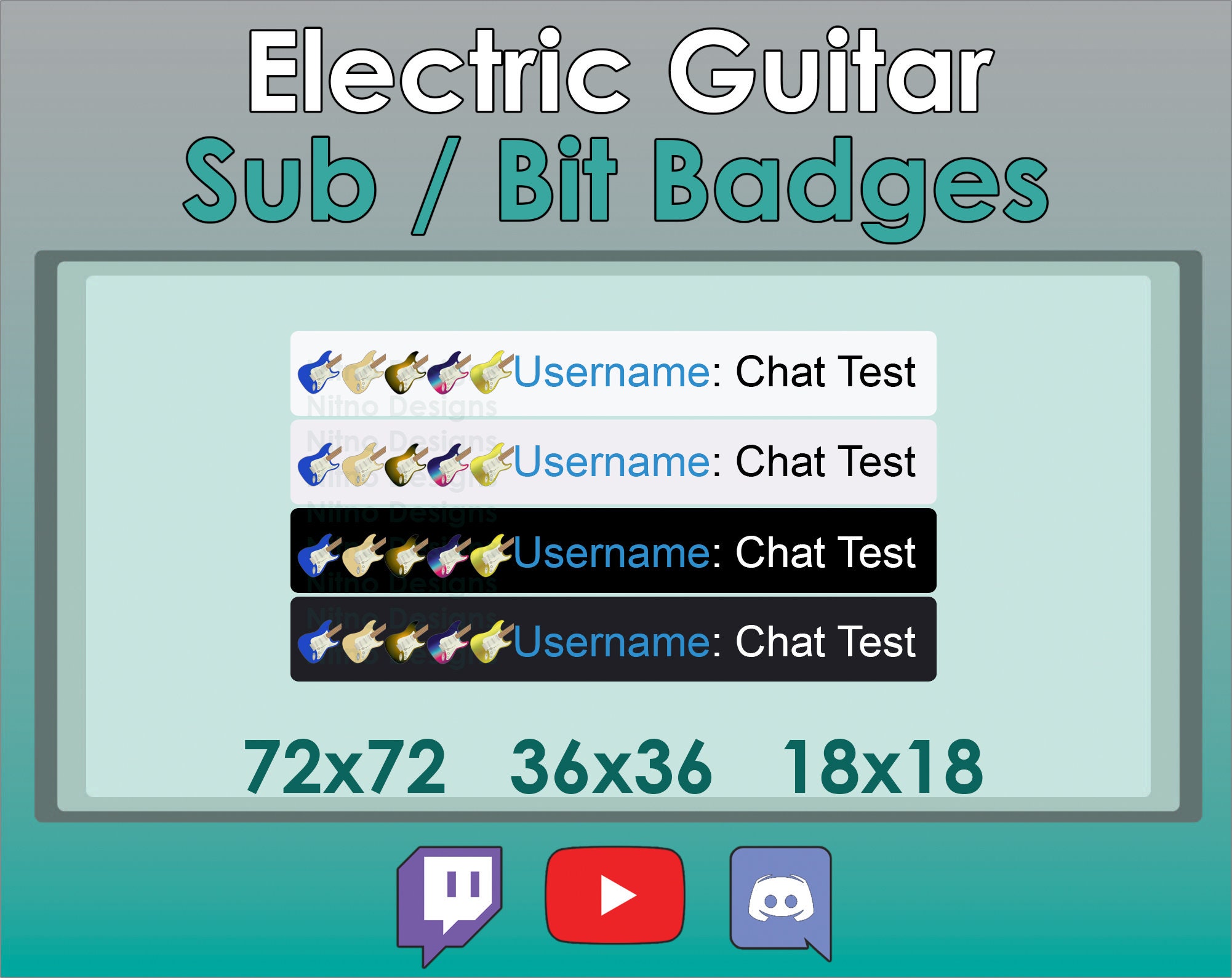 Electric Guitar Badges for Twitch Discord and Youtube. *INSTANT ...