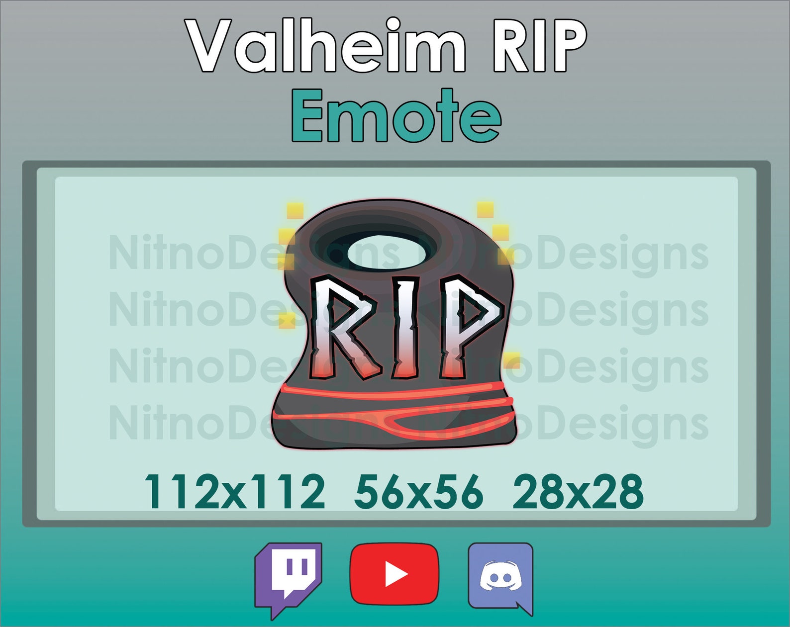 Valheim RIP Viking Gravestone - Emote - for Twitch Discord and Youtube ...