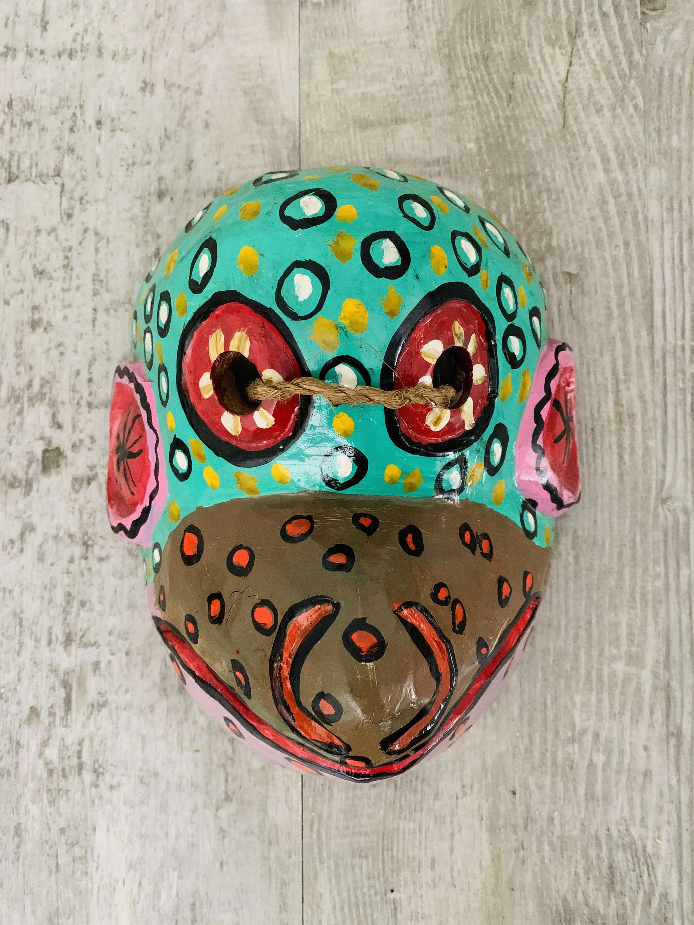 Spotted Monkey Wooden Mask / Guatemalan / Vintage / Mayan Art / Hand ...