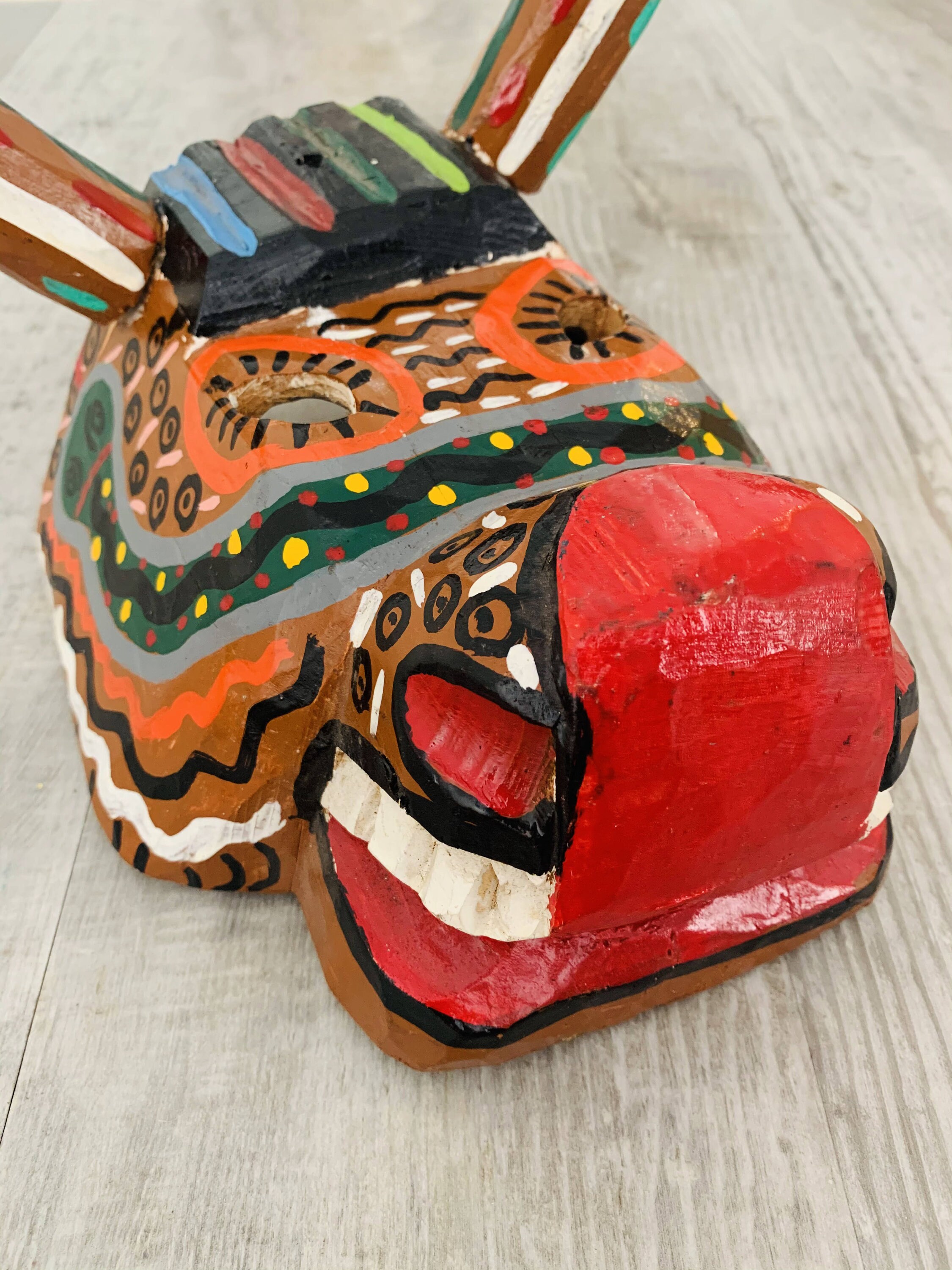Festive Bull Wooden Mask / Guatemalan / Vintage / Mayan Art / Hand ...