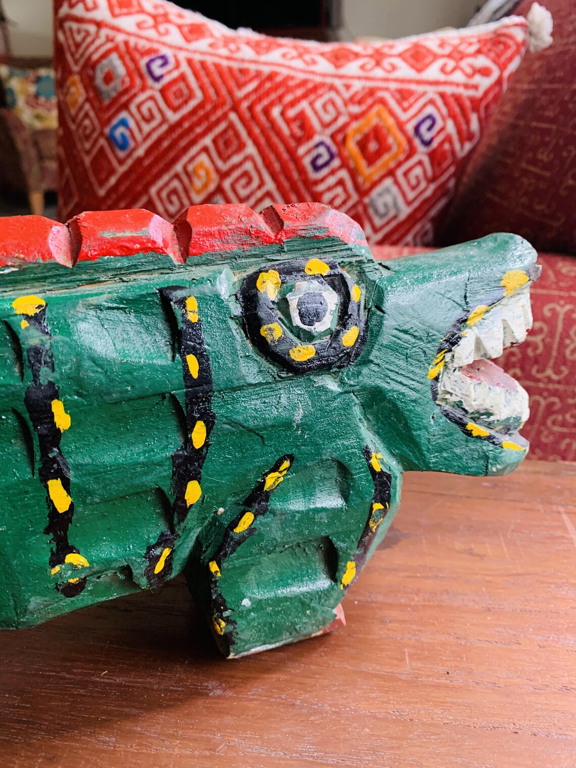 Chomping Crocodile Wooden Statue / Guatemalan / Vintage / Mayan Art ...
