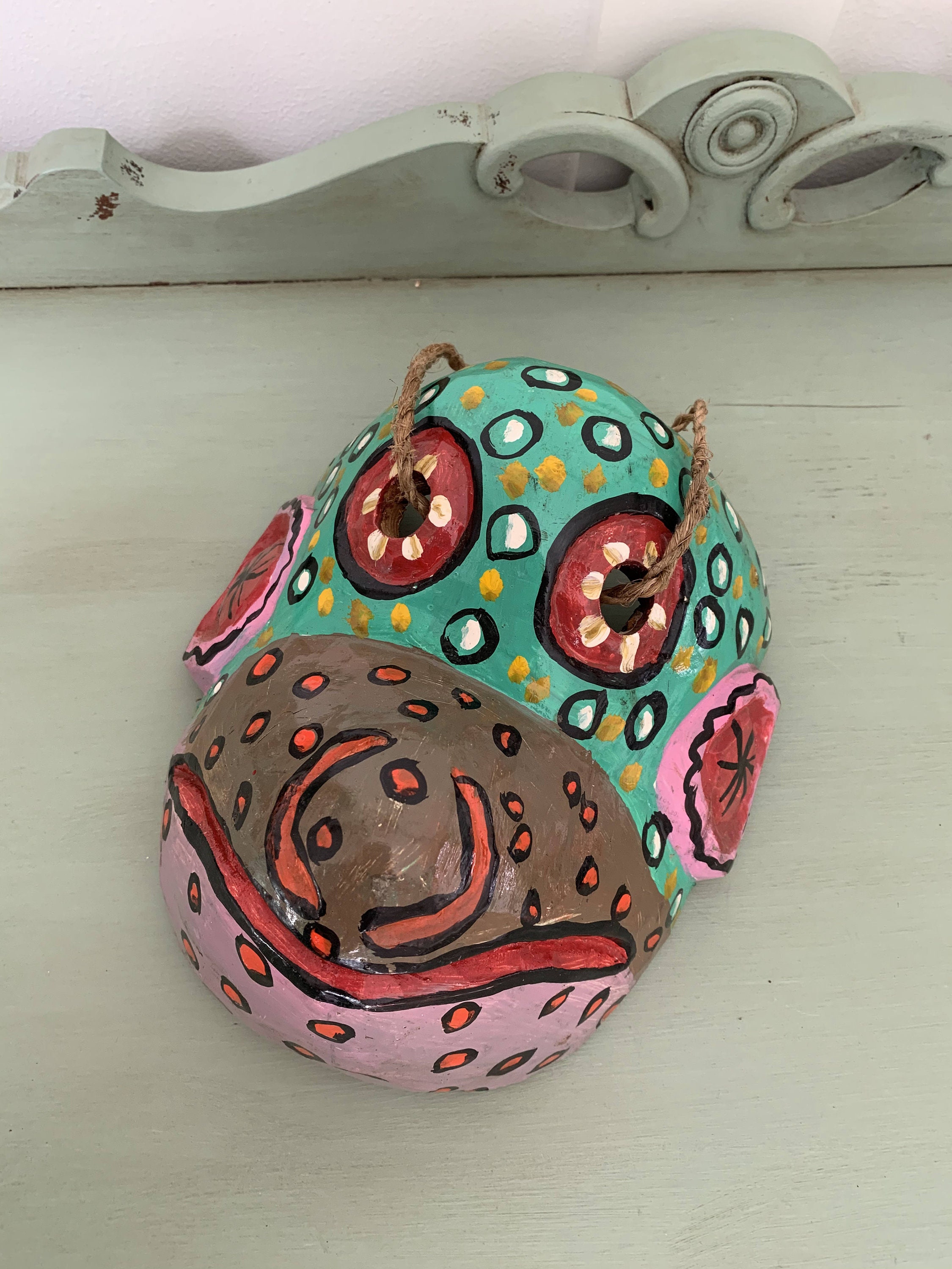 Spotted Monkey Wooden Mask / Guatemalan / Vintage / Mayan Art / Hand ...