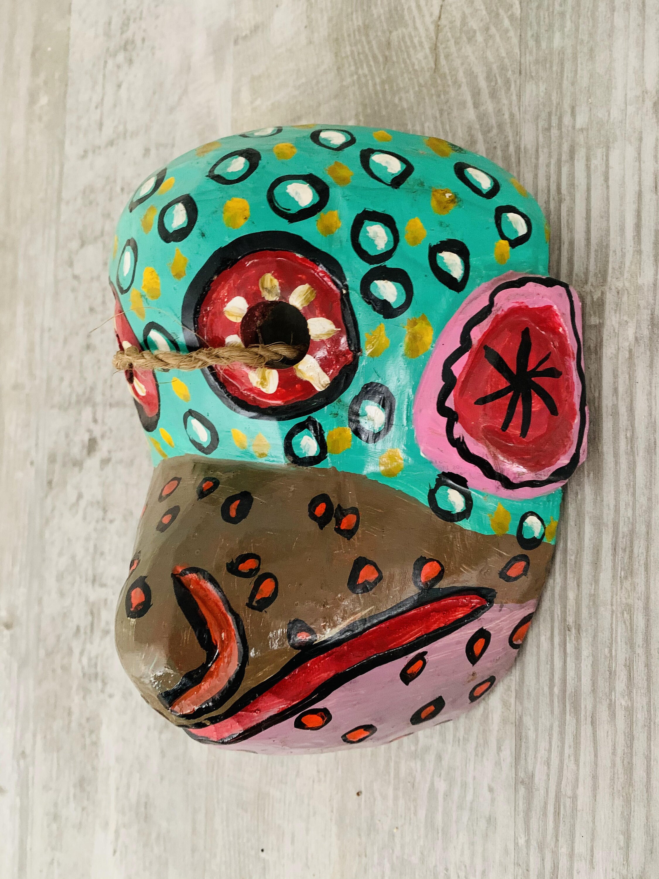 Spotted Monkey Wooden Mask / Guatemalan / Vintage / Mayan Art / Hand ...