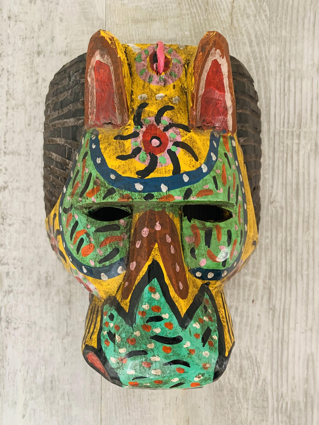 Dashing Tiger Wooden Mask / Guatemalan / Vintage / Mayan Art / Hand ...