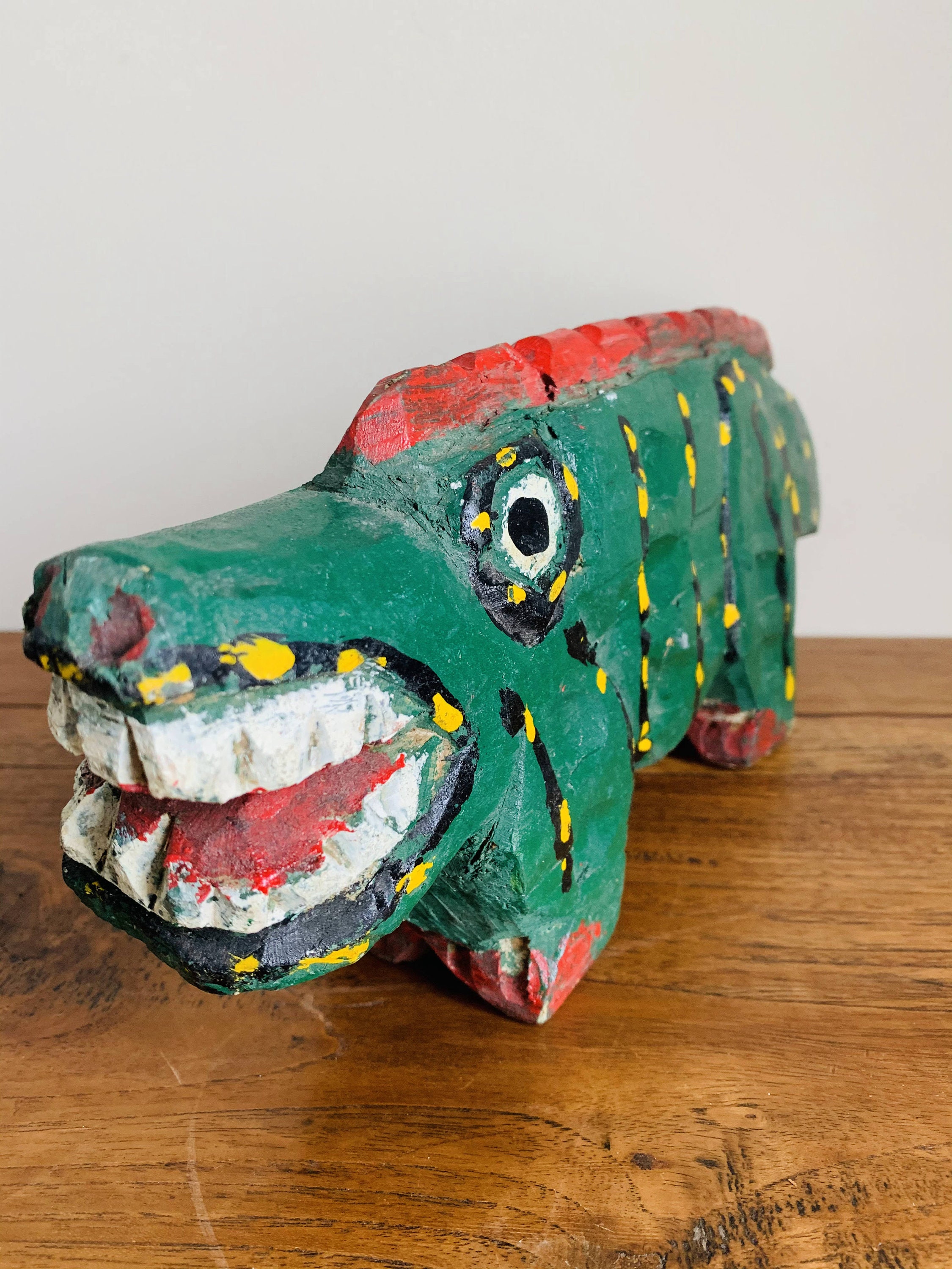 Chomping Crocodile Wooden Statue / Guatemalan / Vintage / Mayan Art ...