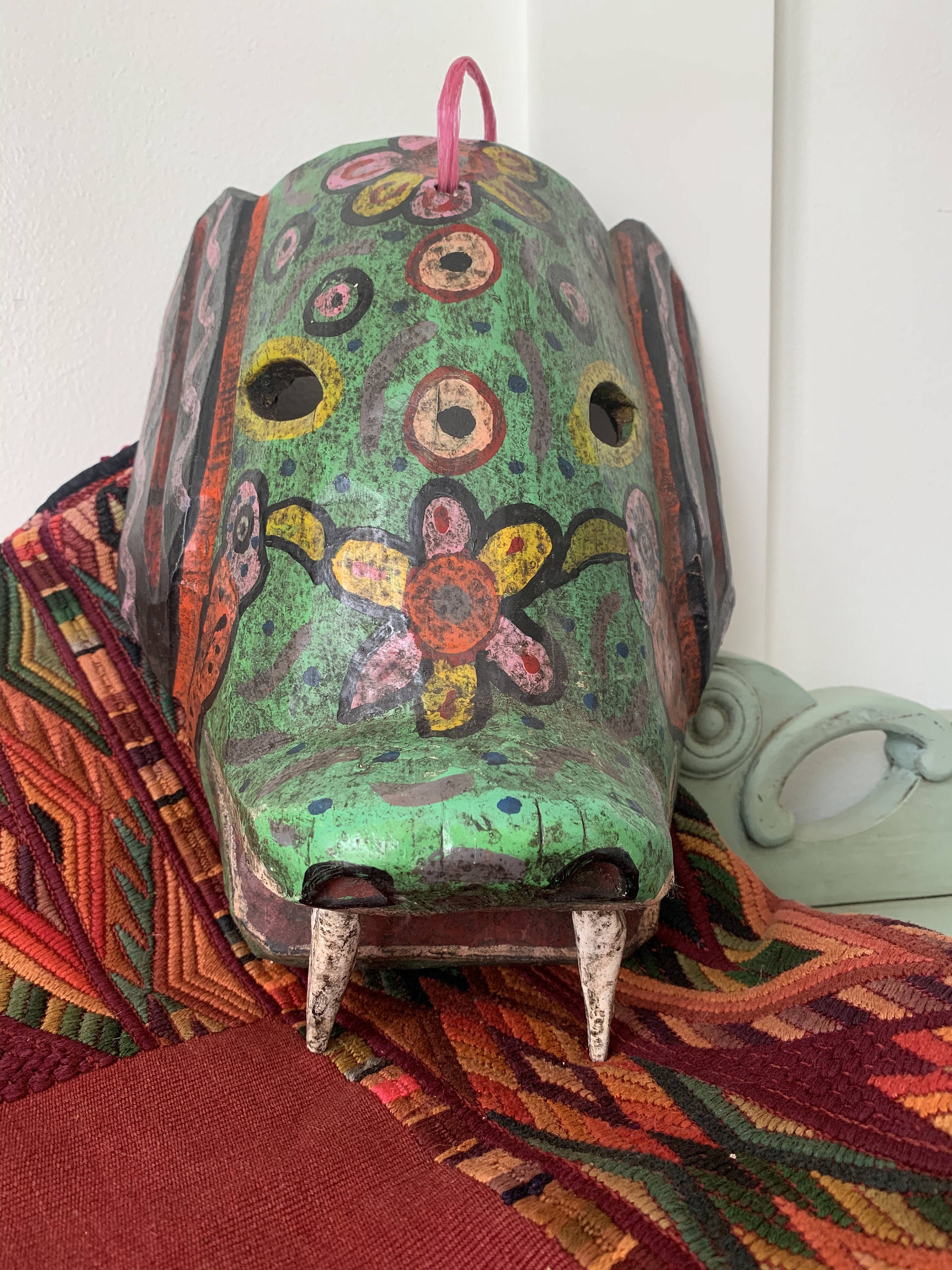 Flowered Wild Boar Wooden Mask/ Guatemalan/ Vintage / Mayan | Etsy