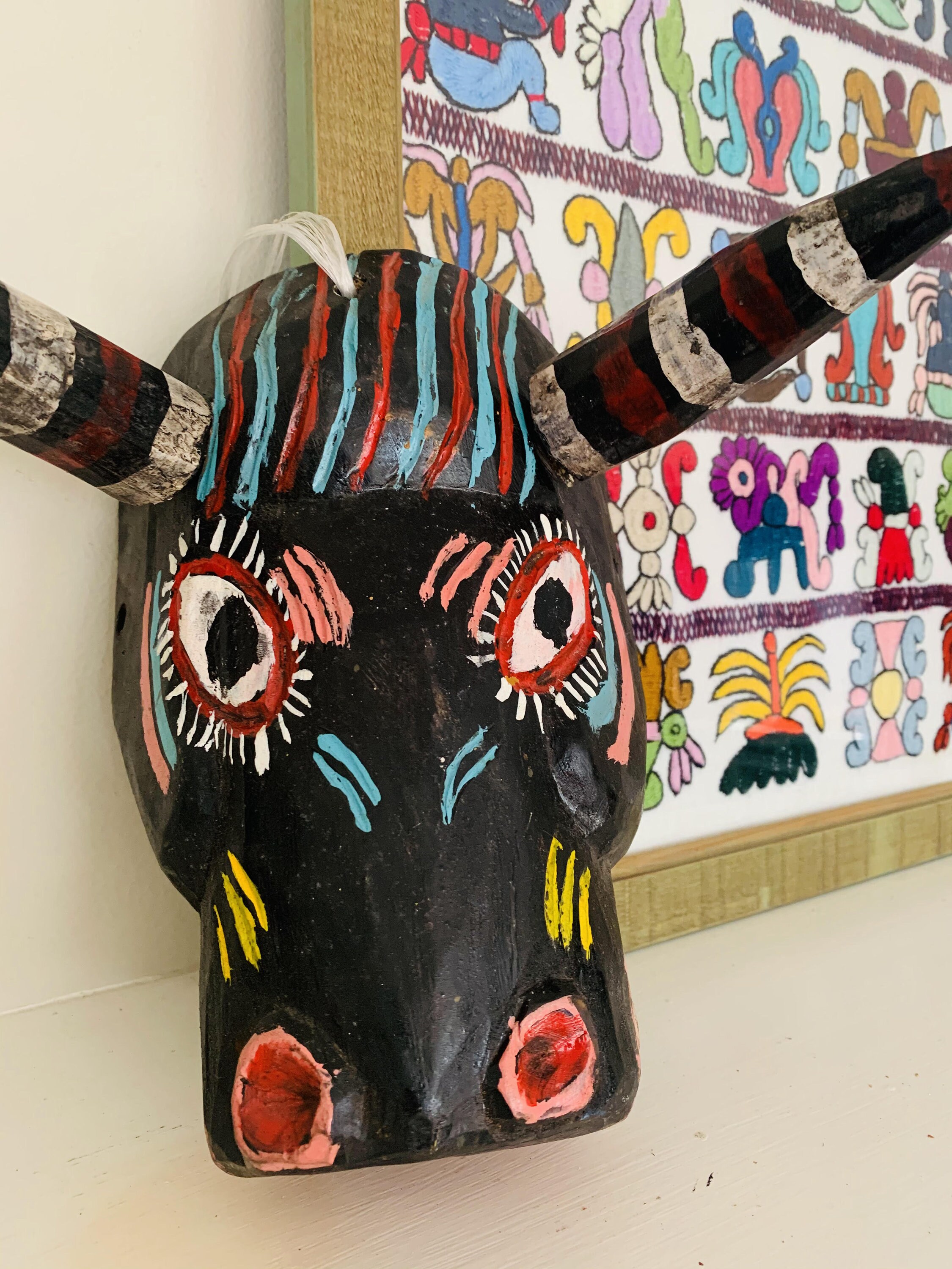 Perky Bull Wooden Mask / Guatemalan / Vintage / Mayan Art / | Etsy