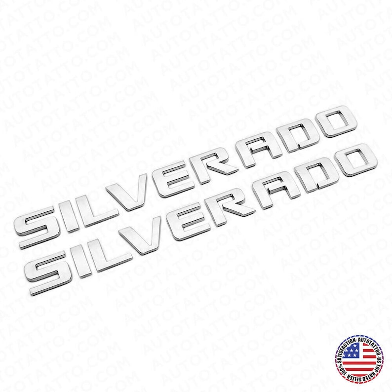 2x Chevy Silverado Fender Tailgate Logo Nameplates Letter 3D Decal ...