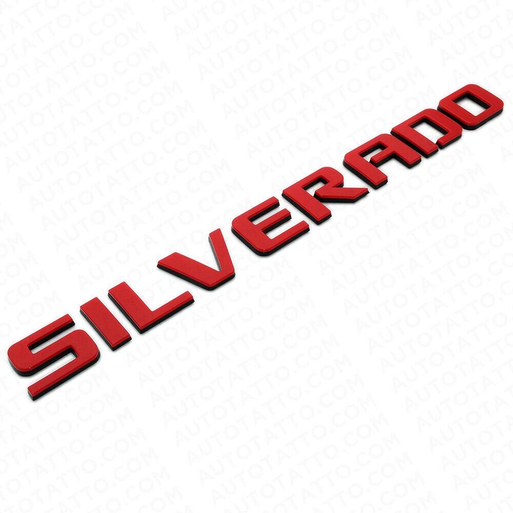 For Chevy Red & Black Silverado Fender Tailgate Logo Nameplates Letter ...