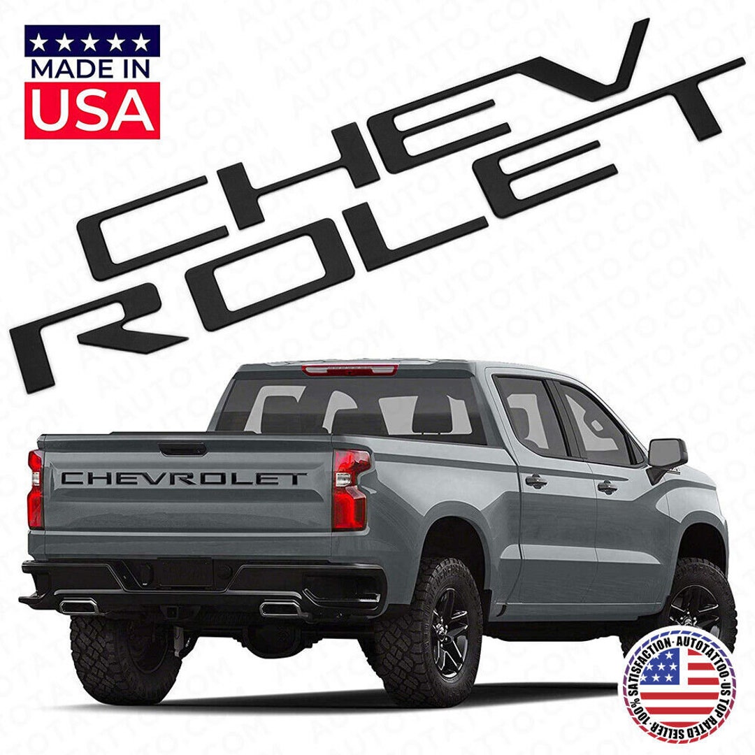 19-22 Silverado CHEVROLET Tailgate Insert 3D Letter Badge Nameplate ...