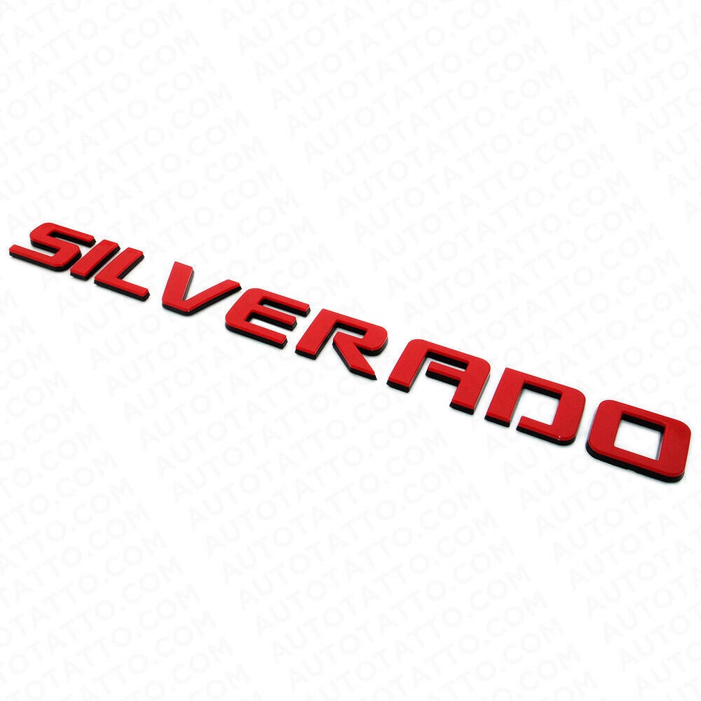 For Chevy Red & Black Silverado Fender Tailgate Logo Nameplates Letter ...