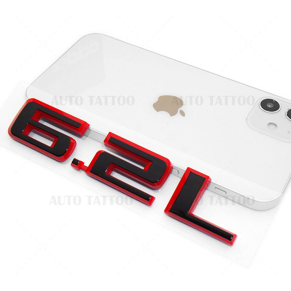 2x Chevy Silverado 6.2L Redline Hood Letter Logo Emblem Badge Z71 ...