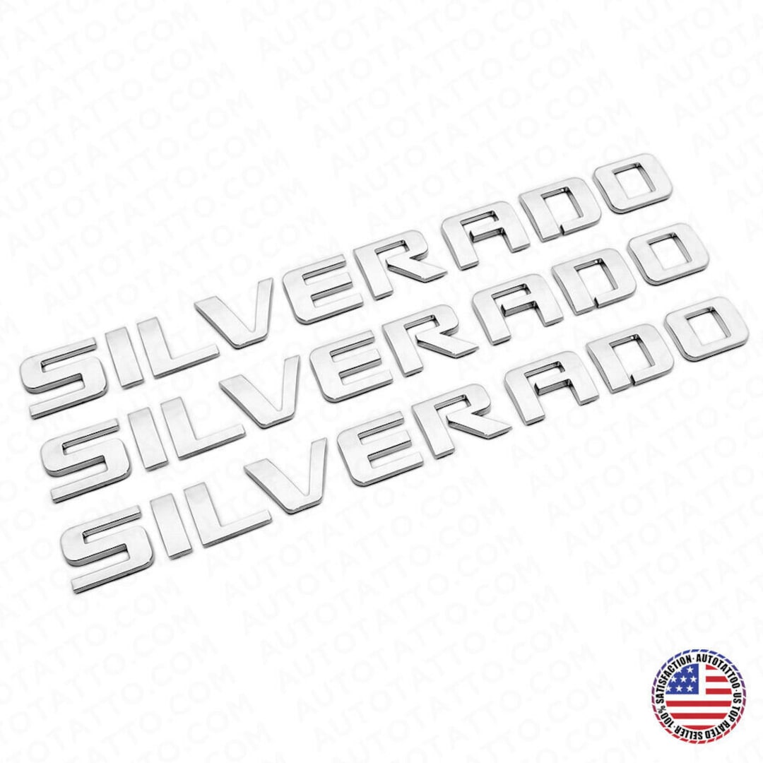 3x Chevy Silverado Fender Tailgate Logo Nameplates Letter 3D Decal ...