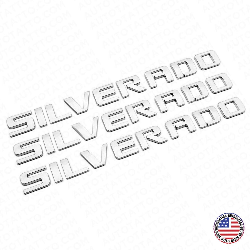3x Chevy Silverado Fender Tailgate Logo Nameplates Letter 3D Decal ...