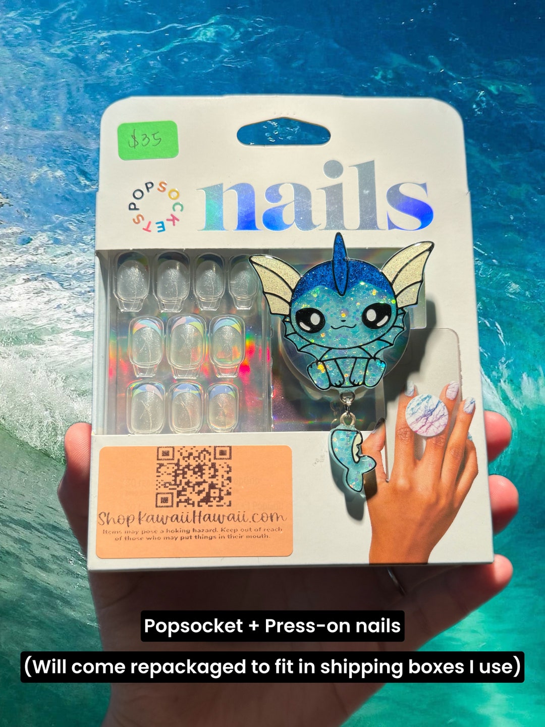 READY TO SHIP Vapor Water Pokemon Inspired Blue Glitter Sparkly ...