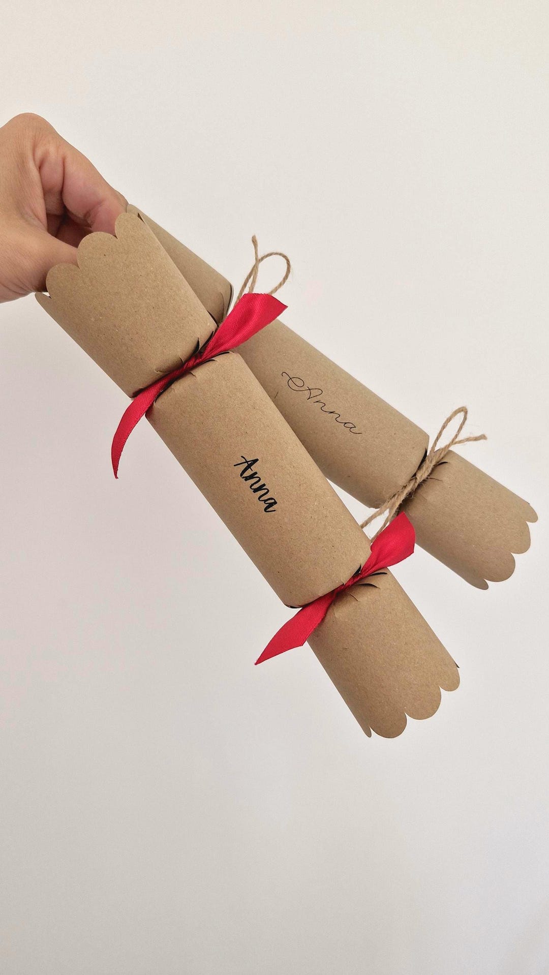 Personalized Christmas Crackers: DIY Kraft Crackers With Ribbon - Etsy