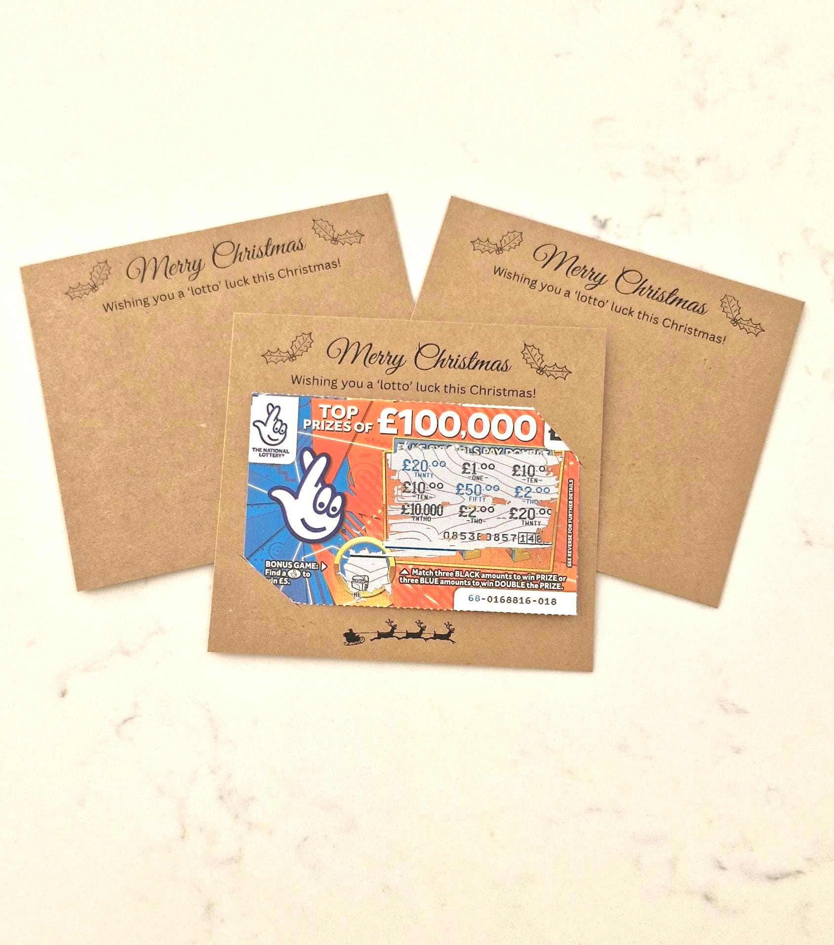 Personalised Christmas Scratch Card Holder: Rustic Kraft Card (holly ...