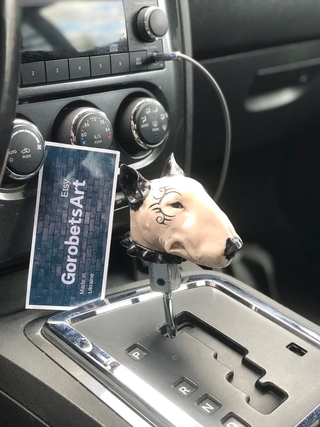 Car Gearshift Handle Bull Terrier, Car Shift Lever Interior Decor, Hot ...