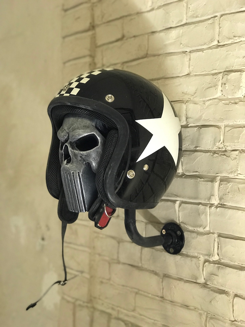Skull With Long Teeth Motorcycle Helmet Stand Skull Helmet | Etsy