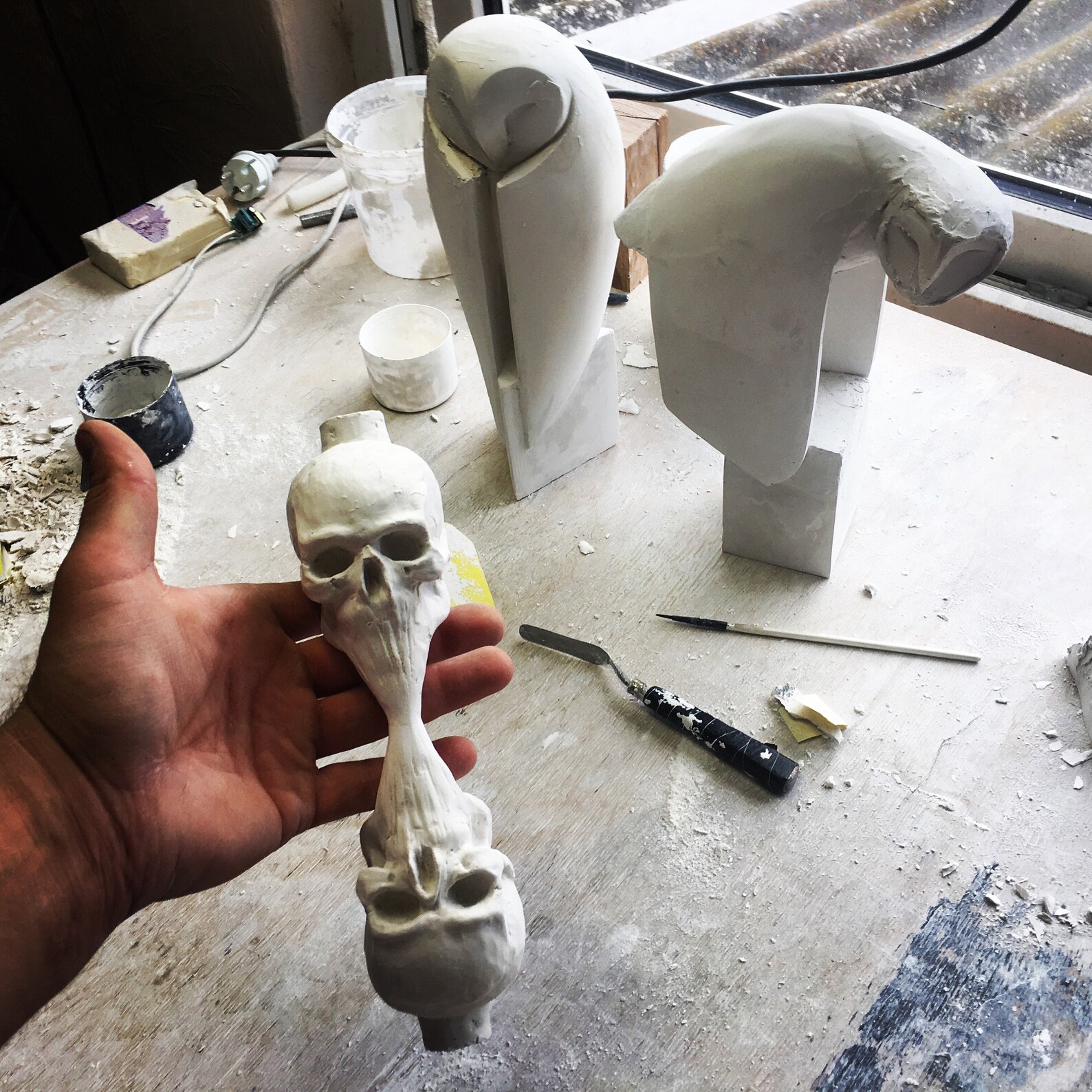 Skull Sculpture Skeleton Plaster Skull Clock - Etsy