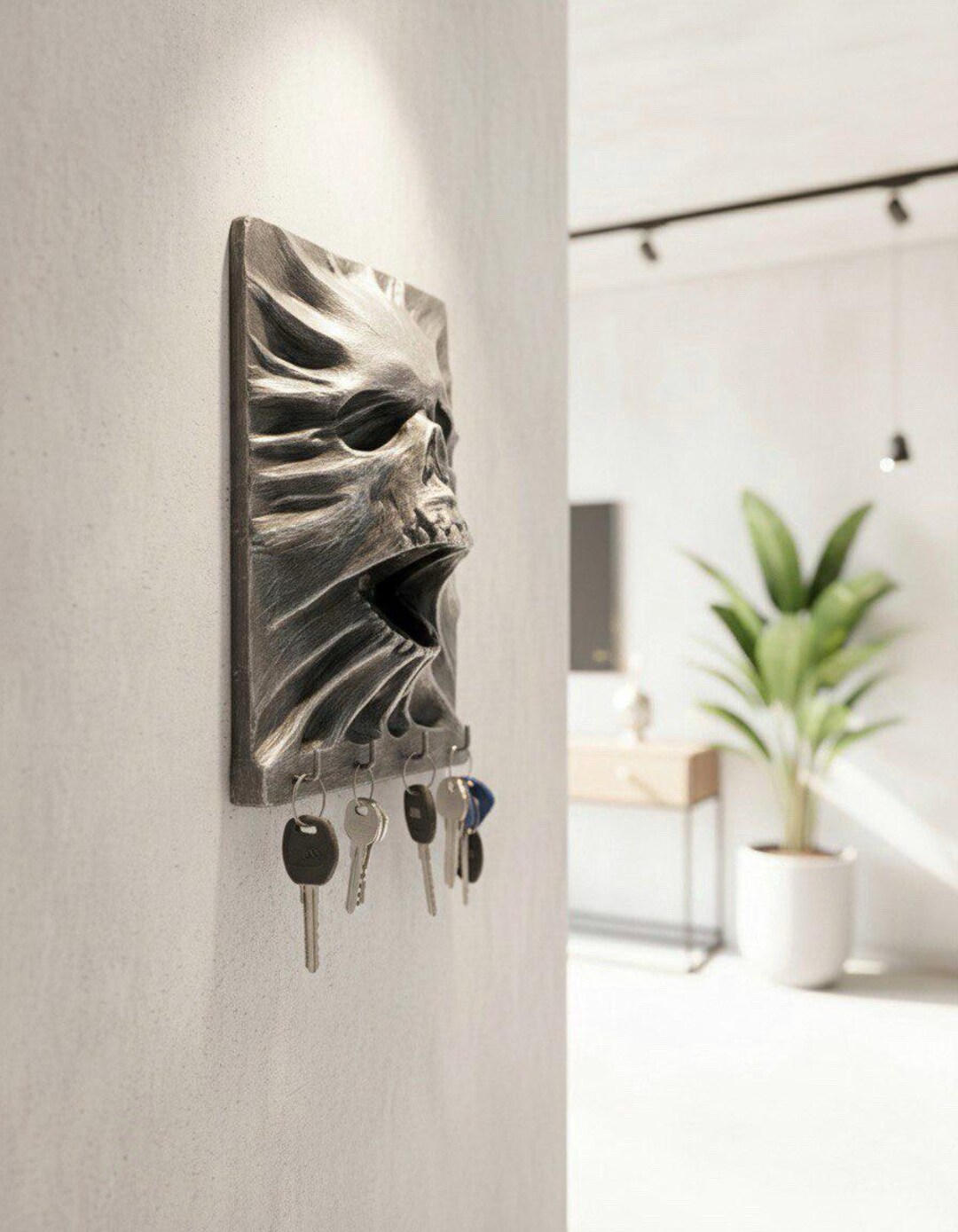 Personalized Screaming Skull Wall Key Holder, Unique Gothic Organizer ...