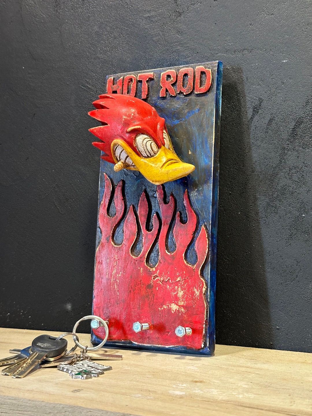Hot Rod, Personalized Key Holder for Wall, Key Hanger - Etsy