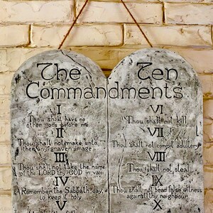 Ten Commandments Wall Art: Plaster Moses Tablets, Christian Bible Story ...